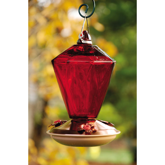 Brushed Copper Diamond Glass Hummingbird Feeder: KittenKaboodle.com